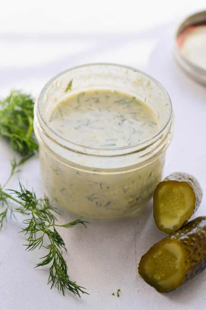 Creamy Dill Pickle Salad Dressing - Nourished by Nic