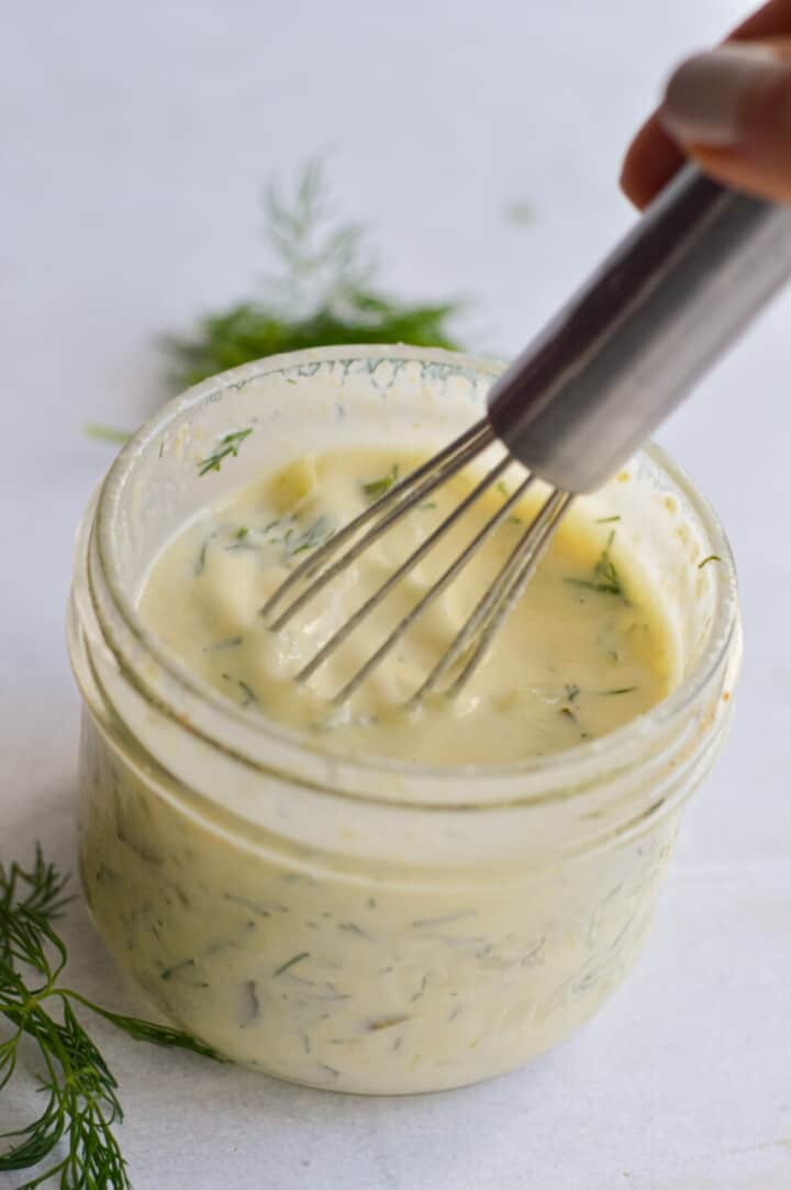 Creamy Dill Pickle Salad Dressing - Nourished by Nic
