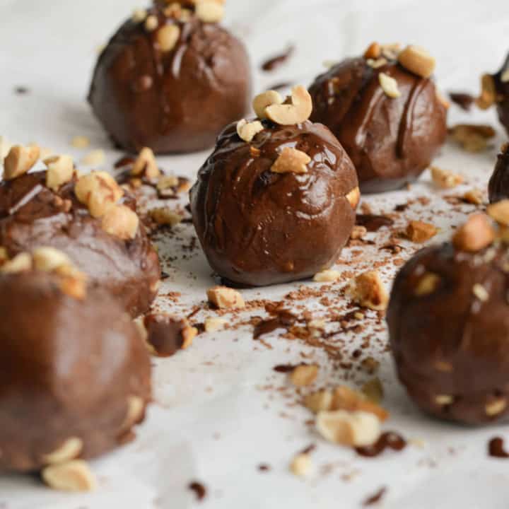 5-Minute Vegan Snickers Protein Balls - Nourished by Nic