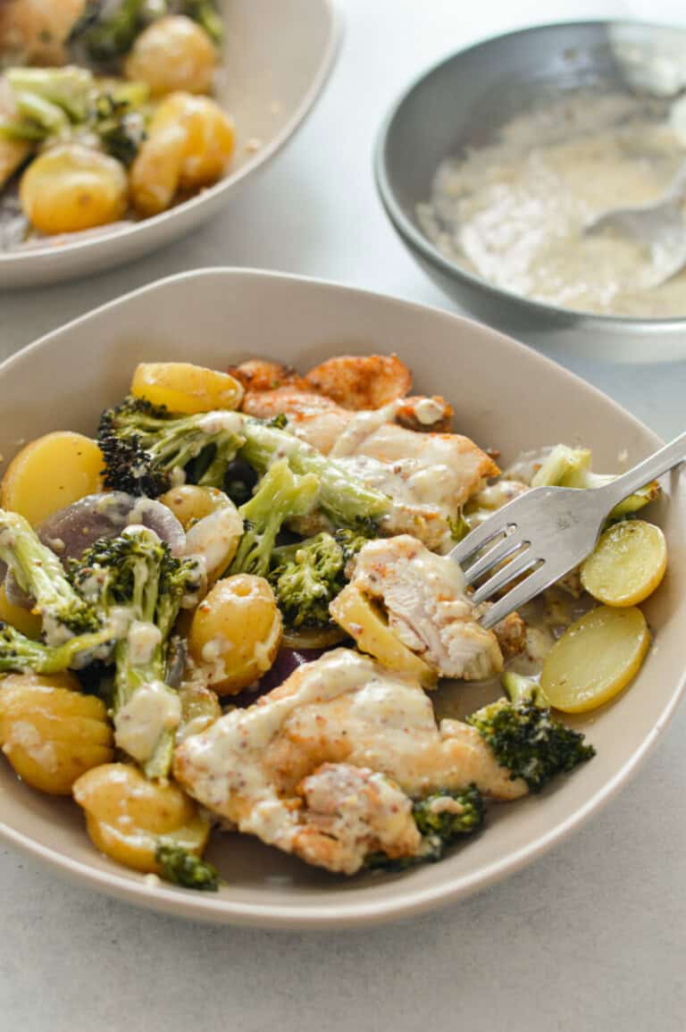 Sheet Pan Honey Mustard Chicken Thighs and Veggies - Nourished by Nic