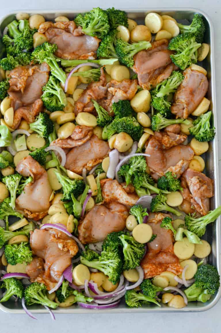 Sheet Pan Honey Mustard Chicken Thighs and Veggies - Nourished by Nic