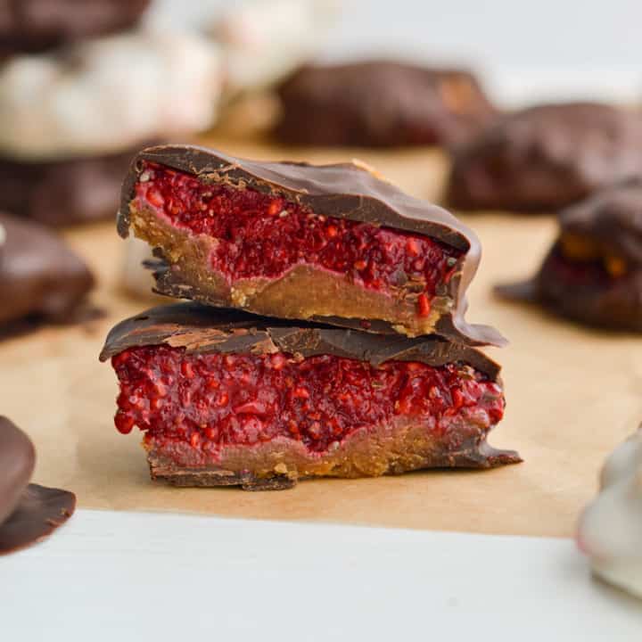 Chocolate Covered Raspberry Jam Bites - Nourished by Nic