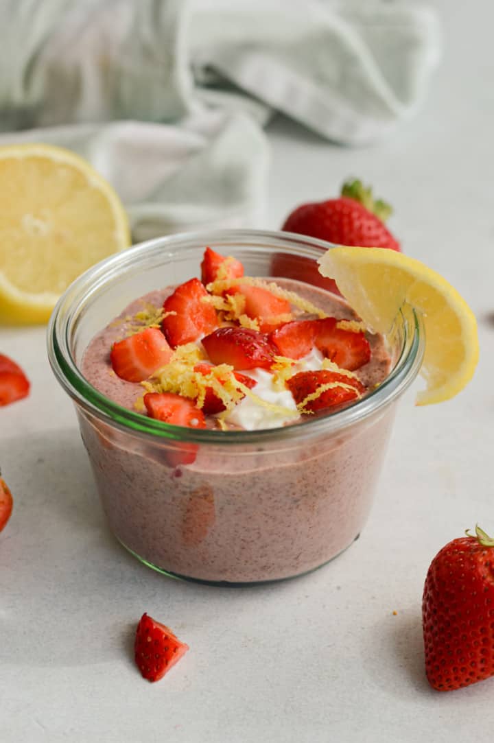 Strawberry Lemonade Blended Chia Pudding - Nourished by Nic