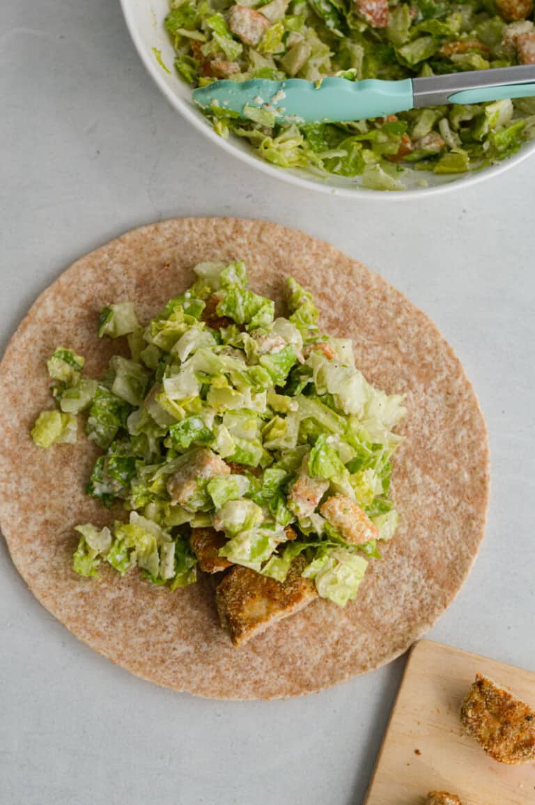 Caesar Chicken Nugget Wrap - Nourished by Nic