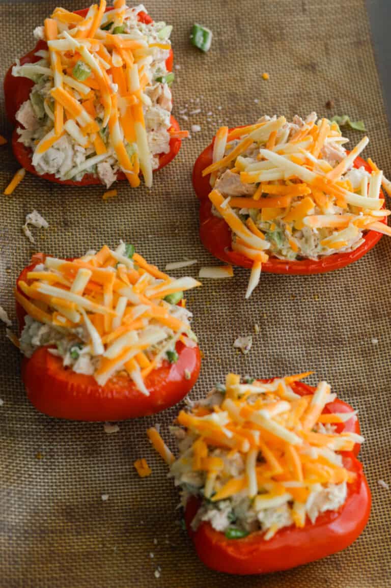 Buffalo Ranch Tuna Stuffed Red Peppers - Nourished by Nic