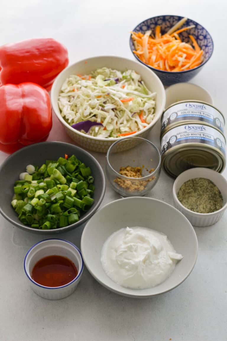 Buffalo Ranch Tuna Stuffed Red Peppers - Nourished by Nic