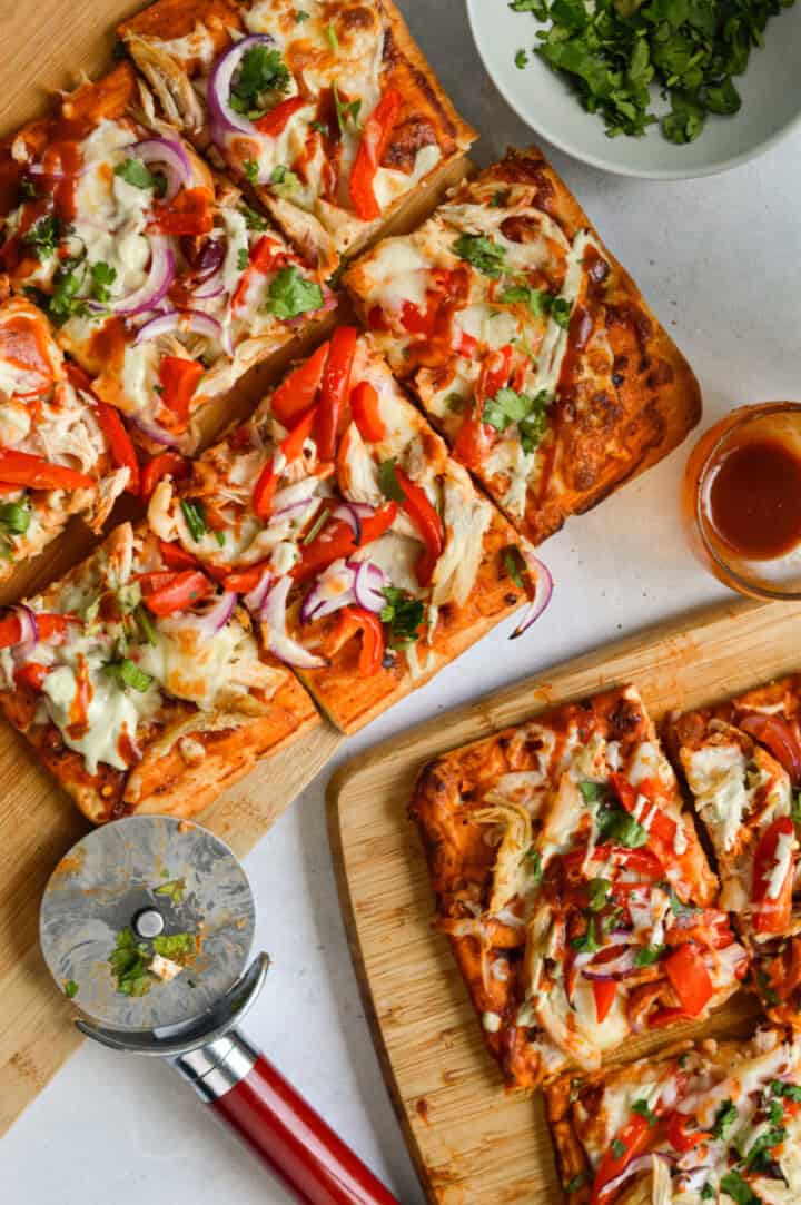 Loaded BBQ Chicken Flatbread - Nourished by Nic