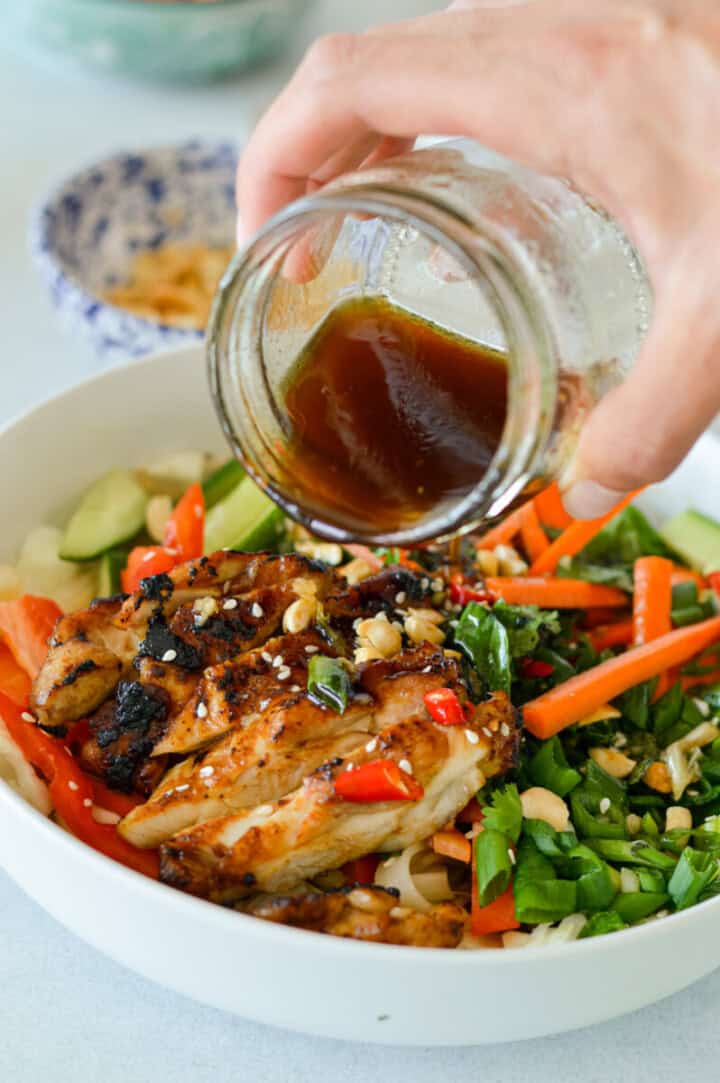 Teriyaki Chicken Spring Roll Bowl - Nourished by Nic