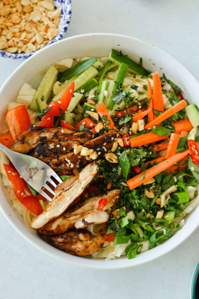 Teriyaki Chicken Spring Roll Bowl - Nourished by Nic