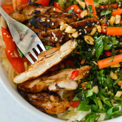 Teriyaki Chicken Spring Roll Bowl - Nourished by Nic