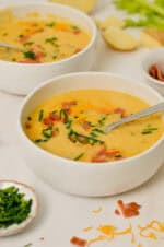High Protein Loaded Potato Soup - Nourished by Nic