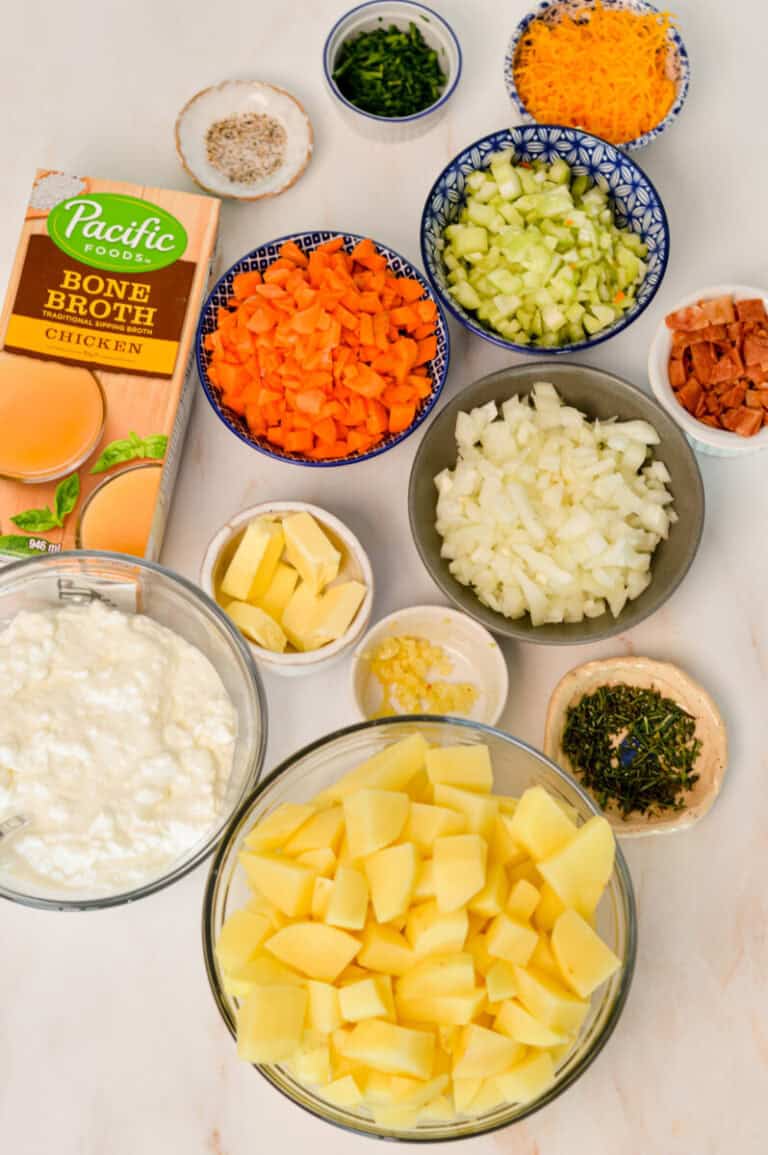 High Protein Loaded Potato Soup - Nourished by Nic